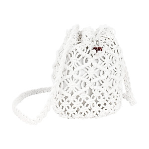 Meyaus Women Mini Cotton Crochet Crossbody Bag Summer Beach Shoulder Bag Drawstring Purse