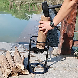 BiggerFire Manual Log Splitter High Carbon Steel Firewood Kindling Splitter Wood Splitting Wedge with 4LB Hammer Garden Tool Kit with Carry Bag PC-MH