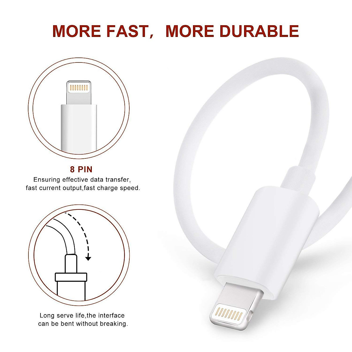 sharllen iPhone Charger Cable (3 Pack 3FT) Fast USB iPhone Charging Cable Long Cord Compatible iPhone 14/13/12/11/XS/Max/XR/X/8/8 Plus/7/7 Plus/6/6 Plus/6S/6S Plus More (White)