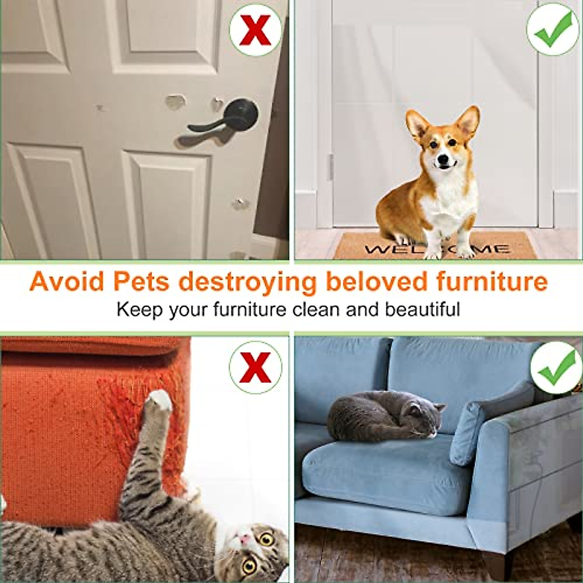 Door Scratch Protector-3 x 40" x 8.2", Protect Your Door, Furniture and Wall, Anti-Scratch Guard for Furniture, Heavy Duty Door Cover Scratch Shield