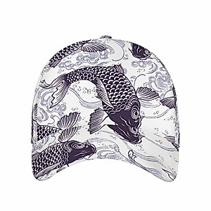 ALRBE TIN Baseball Caps Watercolor Fish Sun Hats Snapback Trucker for Men Women Multicoloured