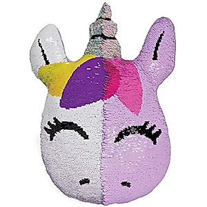 iscream Sweet Unicorn 7.5" x 9.5" Reversible Sequin Soft Fleece Back Mini Pillow