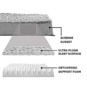 Furhaven XL Orthopedic Dog Bed Ultra Plush Faux Fur & Suede Mattress w/ Removable Washable Cover - Gray, Jumbo (X-Large)