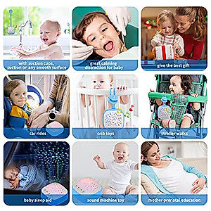 Portable Baby Sleep White Noise Sound Machine with Projector Star Starry Night Light,Kids Travel Soother Toddler Aid Music for Infant Gifts Shower,Car Rides,Stroller Walks,Door Handles,Baby Cribs