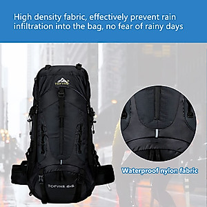 70L Large Camping Hiking Backpack , Lightweight Nylon Trekking Rucksack,For Men Women Outdoor Large Capacity Sports Mountaineering Backpack Climbing Travel Waterproof Daypack, Black