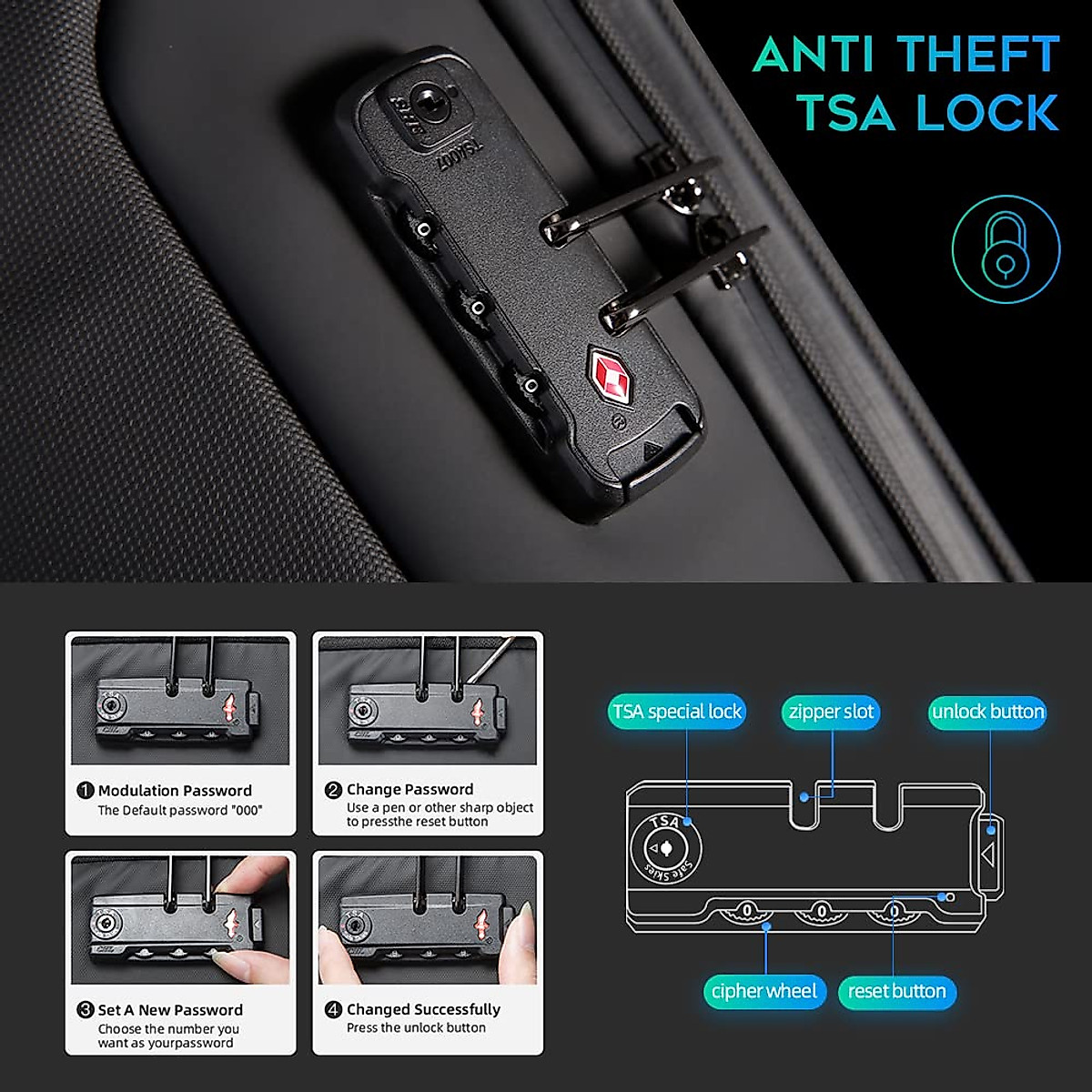 BANGE Anti Theft Business Laptop Backpack Fits 15.6 Inch Notebook,Smart Work Backpack with USB Charging Port for School Office College Airplane