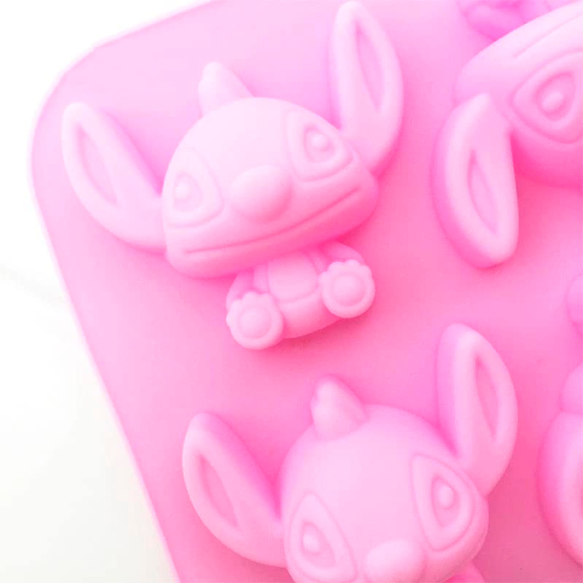 INKU 4 Cavity Lilo and Stitch Silicone Mold for DIY Fondant Candy Chocolate Molds DIY Cake Tray 3D Chocolates Hard Sweets Desserts Candles Drop Glue Decoration Birthday Party Cake Decor Candy Mold