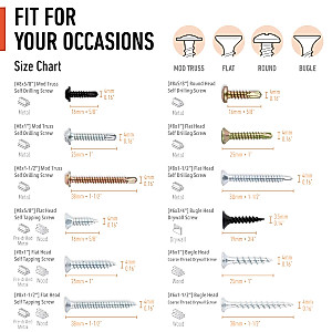 MYTOW Self Drilling & Self Tapping Screws Assortment Kit Set (250Pcs) Screws Available for Multi-use for Wood Screws, Sheet Metal Screws, and Drywall Screws,Screw Organizer and Storage