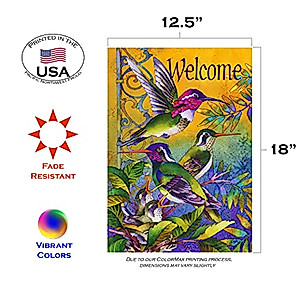 Toland Home Garden 119459 Hummingbird Home Hummingbird Flag 12x18 Inch Double Sided Hummingbird Garden Flag for Outdoor House Bird Flag Yard Decoration