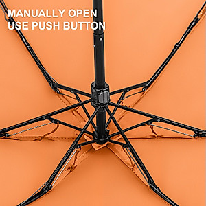 LEAGERA Compact Travel Umbrella with Case - Mini Umbrella for Purse, Small Lightweight &Tiny Umbrellas Design Perfect for Parasol Outdoor Sun&Rain,Orange