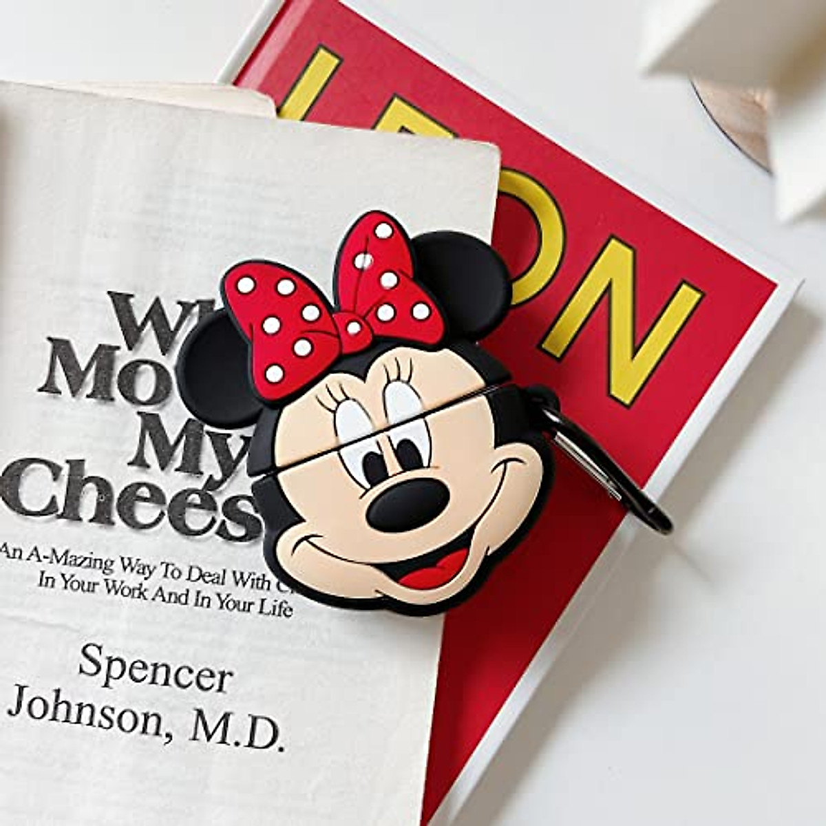 COCOMII Cartoon Case Compatible with AirPods 3 - Silicone, Slim, Matte, Cute Funny Animated, Anxiety & Stress Relief, Keychain Ring, Fingerprint Resistant, Anti-Scratch, Shockproof (Minnie Face)