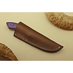 Handmade Damascus Steel Hunting Camping Skinner Knife - Rose Wood Handle Comes With Pure Leather Sheath