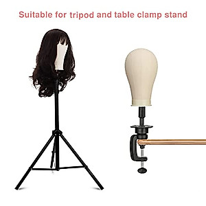 SZCY LLC 23 Inch Canvas Block Wig Head, Wig Stand Tripod with Head, Mannequin Head for Wigs, Manikin Canvas Head Block Set for Wigs Making Display with Wig Caps, T Pins C Pins Set Bristle Brush