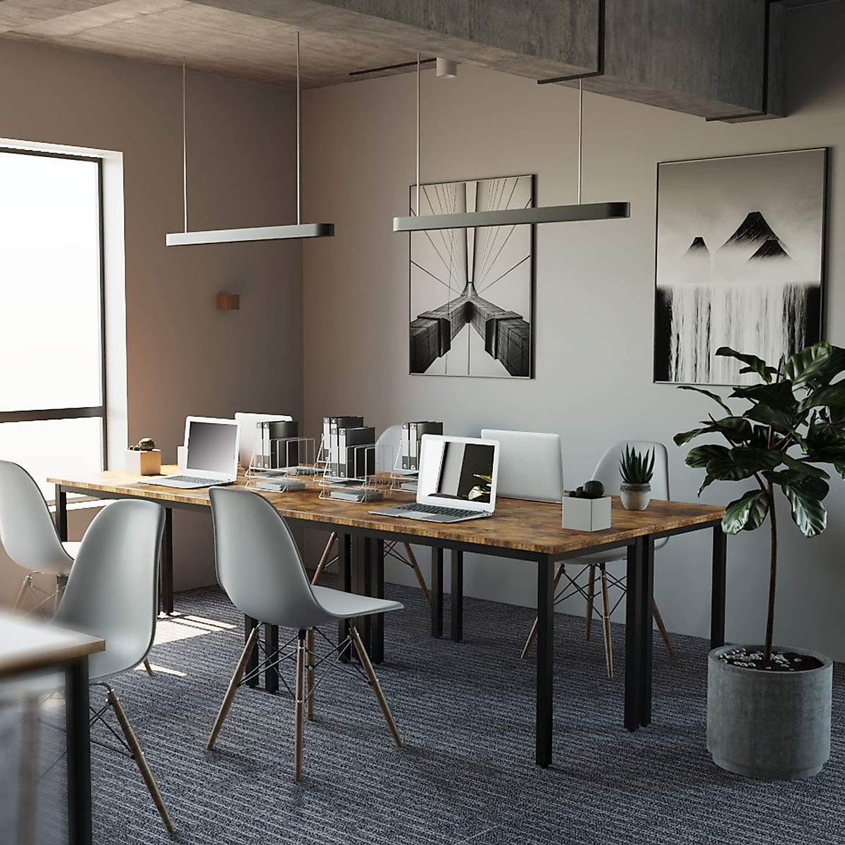 IRONCK Computer Desk, 47" Office Desk with 0.7" Thicker Tabletop, 1.6" Sturdy Metal Frame, Simple Study Table, Industrial Style Writing Study Table for Home Office