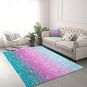 BlessLiving Home Area Rug Colorful Glitter Floor Mat Large Carpet for Bedroom Kitchen Living Room, 3' x 5', Pastel Pink