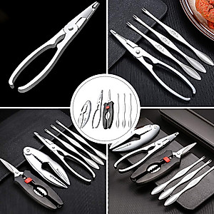 KESYOO Seafood Tools Nut Plier 6pcs Seafood Crab Crackers and Tools Crab Leg Crackers and Picks Set Picks Shellfish Seafood Utensils Crackers Lobster Pick Metal Forks