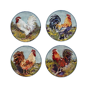 Certified International Rooster Meadow 9" Salad/Dessert Plates, Multicolored, Medium, Set of 4