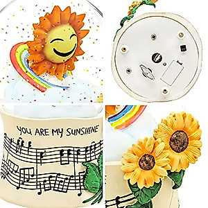 Sunflower Music Box Snow Globe, Sunflower Gift for Wife Girlfriend Women, Flower Snowglobe Musical Box with Light Birthday Christmas Valentine Play You are My Sunshine