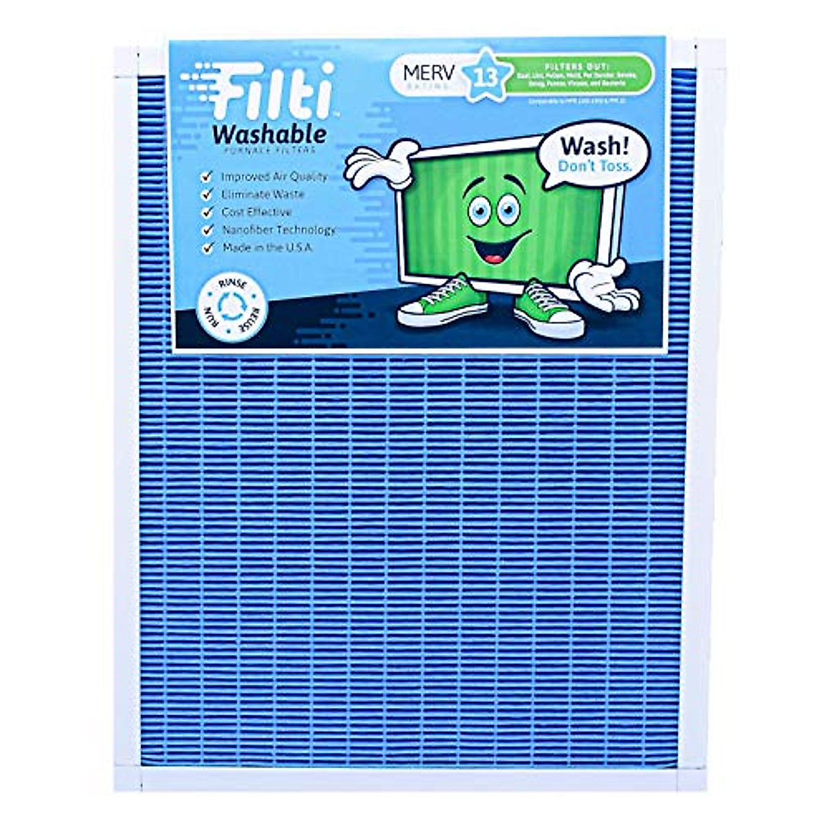 Filtri Washable Durable Household HVAC 16 x 25 x 1 High Efficiency MERV 13 Fine Particulate Replacement Reusable Furnace Air Filter
