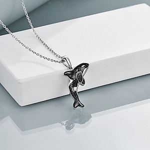 POPLYKE Sterling Silver Ocean Animal Killer Whale Necklace for Women Men Birthday jewelry Gifts