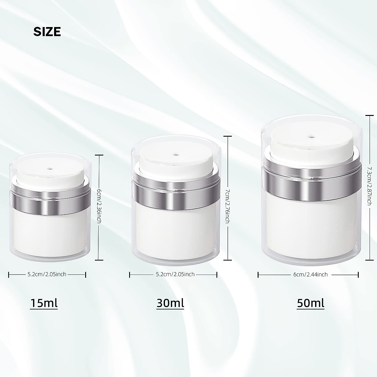 Airless Pump Jar,Cream Jar Vacuum Bottle, Empty Refillable Cosmetic Air Pump Jars Bottles, Portable Airless Lotion Sample Container Pot, Leak-Proof DIY Portable Travel Makeup Containers (30ML)