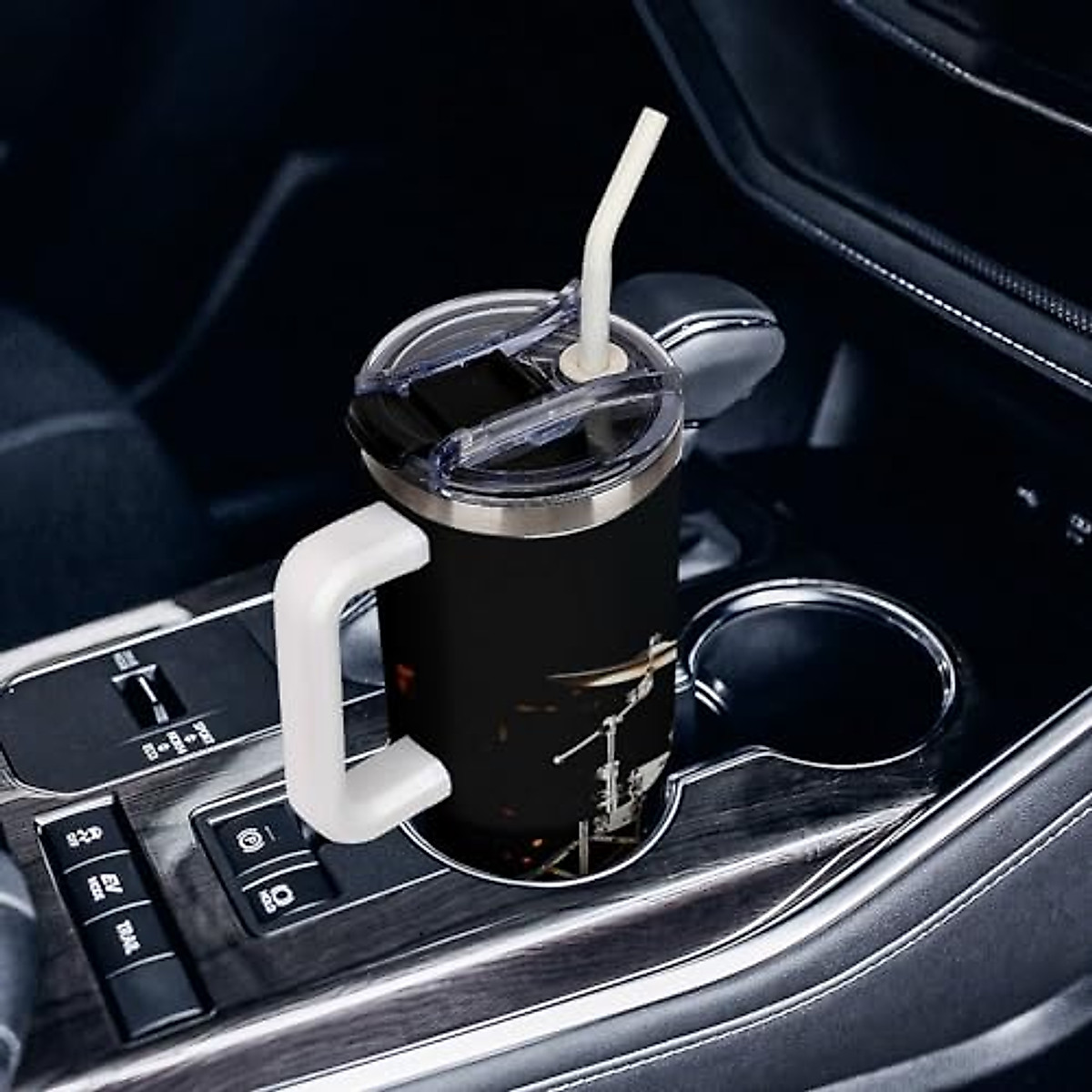 QWJKM Drummer Tumbler with Handle Large Insulated Car Cup 40 OZ Stainless Steel Travel Mug Leak Proof Water Bottle with Lid And Straw for Car Home Office Gifts