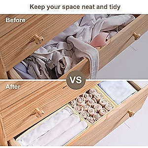 Coorganisers 6 Packs Dresser Organizers, Drawer Organizers for Clothing, Baby Organizers and Storage Drawers, Woven-Fabric Dresser Drawer Organizers, Baby Clothes Organizer in Bedroom (Beige)