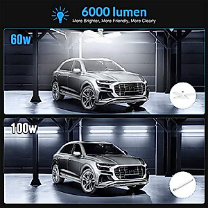 Tycolit LED Super bright 60W transformable ceiling light fixture with 4 adjustable panels Folding Garage Light white E26/E27 holder Suitable for garages, workshops, basements balconies Recyclable