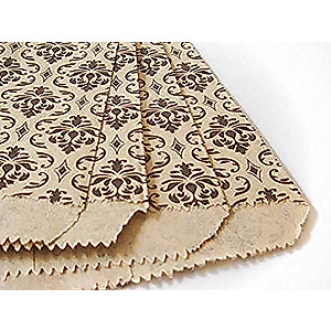 RJ Displays- 200 Pack Damask Brown Kraft Paper Bags, 5" x 7" inch for Candy, Cookies, Small Gift, Crafts, Party Favor, Cookies, Candy, Chocolate, Small Gifts, Sandwich, Jewelry Merchandise