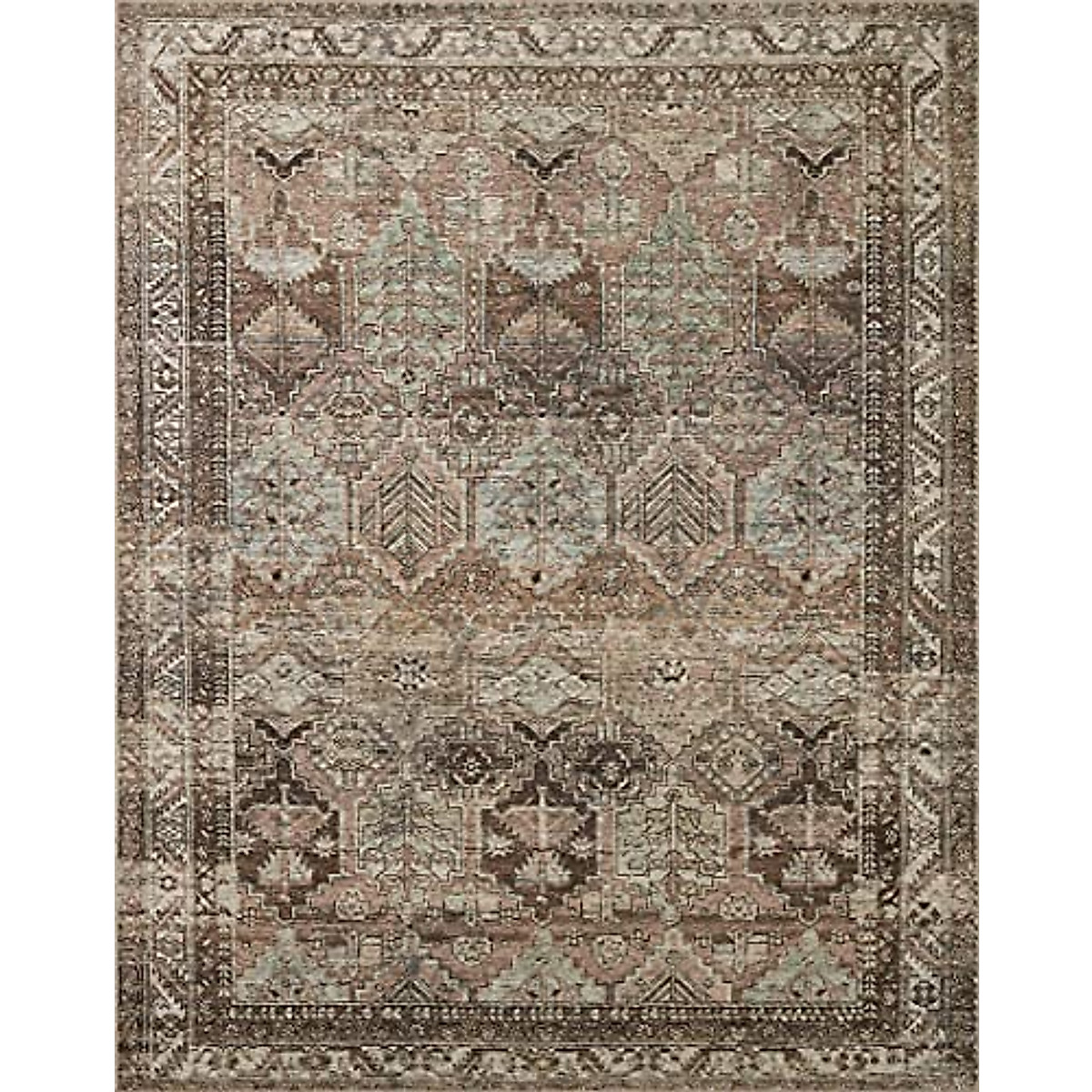 Loloi Amber Lewis Billie Collection, Clay & Sage 6'-0" x 9'-0" Area Rug – Antique & Distressed Accent Rugs for Living Room, Bedroom, Entryway & Hallway, No Shed High Traffic Area Home Decor Rug
