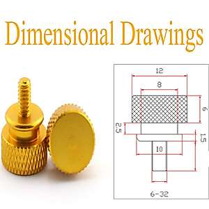 10pcs #6-32x6mm Desktop Computer PC Case Chassis Thumb Screws M3.5 Tool-Less Adjustment Colorful Aluminum Alloy Knurled Thumbscrew Gold