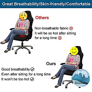 WOMACO Gaming Chair Slipcover Stretch Seat Chair Cover for Leather Computer Reclining Racing Ruffled Gamer Chair Protector (Black, One-Size)