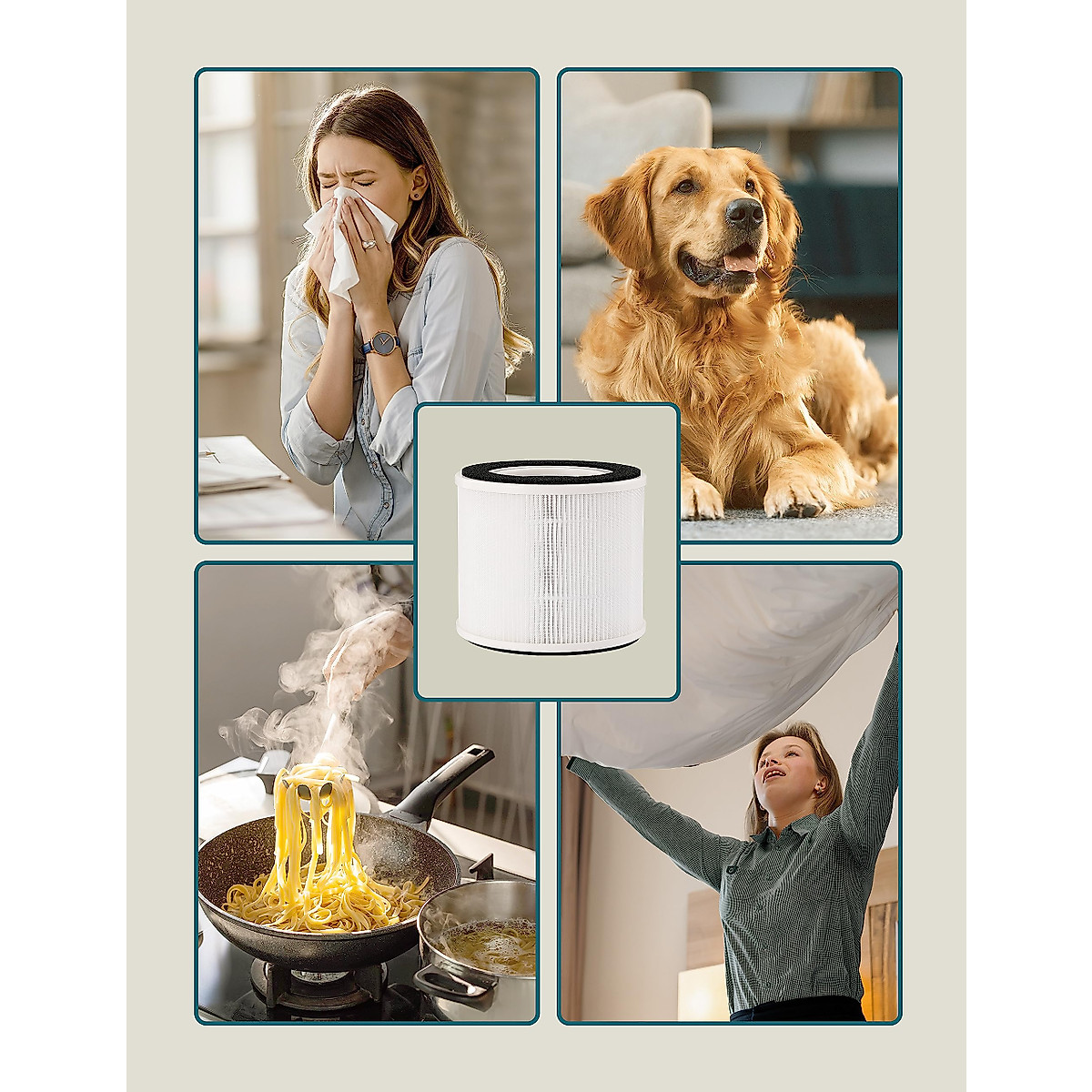 WELOV P100 Mini/P100 Mini Pro Air Purifier Replacement Filter, H13 True HEPA High-Efficiency Activated Carbon Filter for Pet Hair Dander Wildfire Smoke Pollen Dust Mite Kitchen Smells Odor