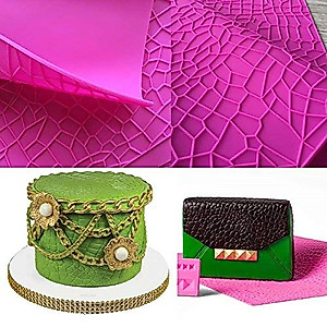 ART Kitchenware Large Size Crocodile Alligator Impression Mat Embossed Silicone Cake Lace Mat 23.6x 15.75" Fondant Cake Decorating Tools Gum Paste Molds Cake Molds Pastry Baking Tools BLM-26