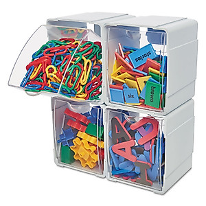 Deflecto Tilt Bins, 5.2" x 5.54" x 4.65", White, 4-Pieces (421103)