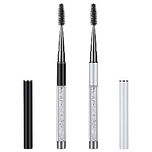 2 Pieces Eyelash Brush with Cap, Mascara Spoolies Reusable Brow Brushes Lash Wands Applicator Spooly for Lashes