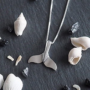 Sterling Silver Plain Whale Tail Pendant Necklace with Chain