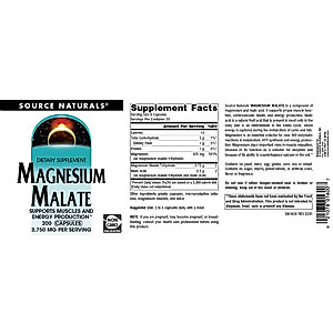 Source Naturals Magnesium Malate, Supports Muscles and Energy Production*, 3750 MG - 200 Capsules