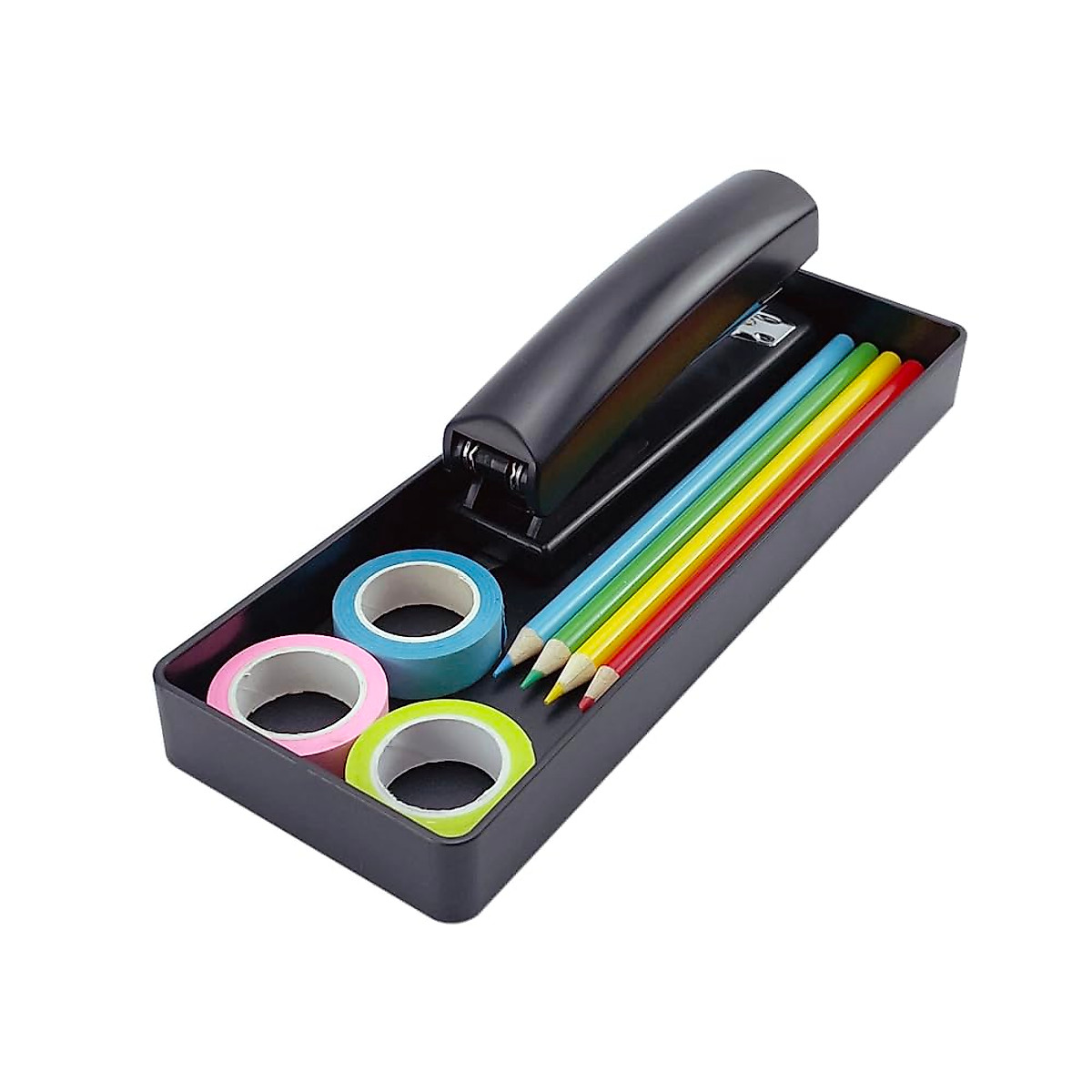 Amazon Basics Plastic Desk Organizer - Half Accessory Tray, Black