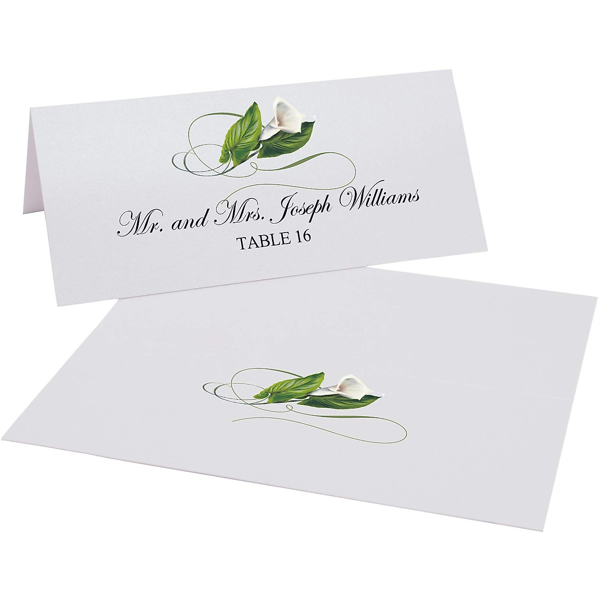 Calla Lily Swirl Printable Place Cards, Set of 60 (10 Sheets), Laser & Inkjet Printers - Wedding, Party, Dinner, and Special Events - Made in the USA