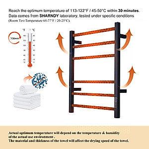 SHARNDY Towel Warmer with Built-in Timer ETW13CS for Bathroom Wall Mounted Bath Towel Heater Plug-in Electric Heated Towel Rack Brushed