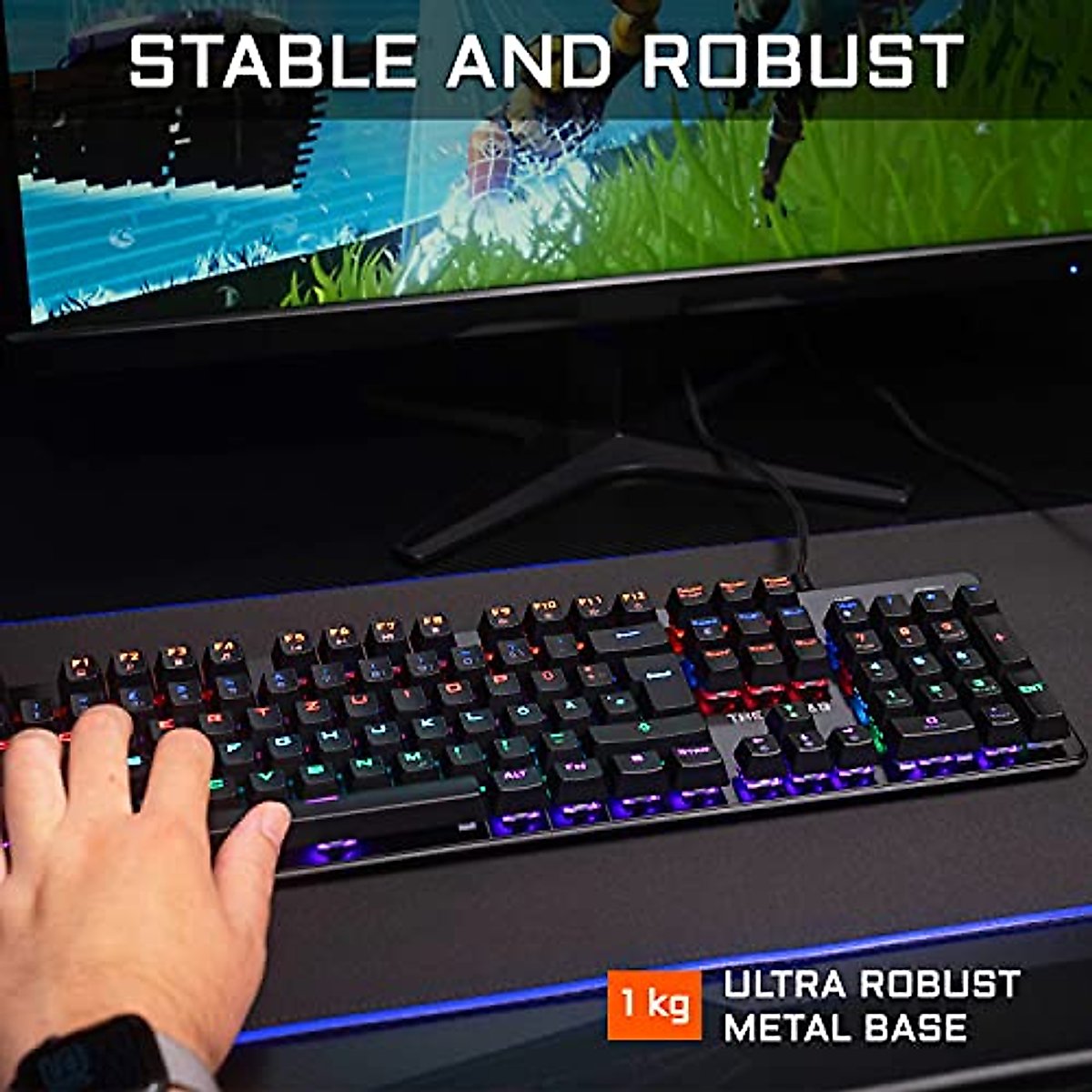 G-LAB Combo Carbon Pack Wired Keyboard and Mouse Gamer RGB Pack – Backlit Mechanical LED Gaming Keyboard, Blue Switches, QWERTY, Anti-Ghosting + Gaming Mouse with RGB - 6 Buttons 7200 DPI PC/PS5