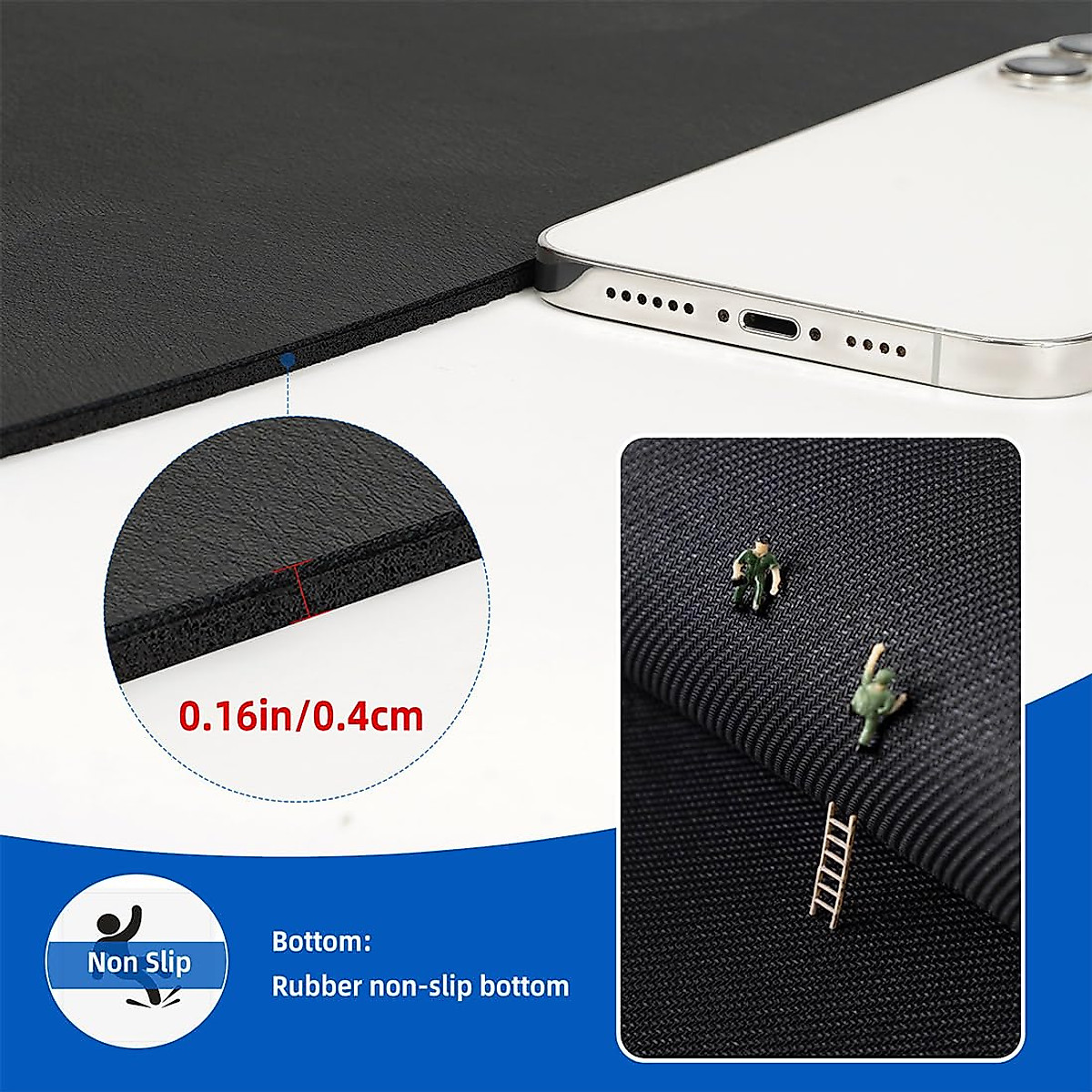 Coffe Mat/Dish Drying Mat/Espresso Machine Mat, Super Absorbent,Quick Dry,Hide Stain,Non Slip,for Coffee Maker,Coffee Machine,Kitchen Counter,Coffee Counter,Coffee Bar,Coffee Pot (Dark Gray, 12"x19")