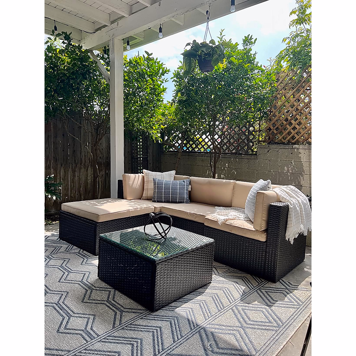 Lmeison Patio Chair Cushions, Outdoor Seat Cushion 24 x 24 Patio Furniture Cushions Set of 2 Patio Seat Cushions with Memory Foam Waterproof Deep Seat Cushion for Chair, Sofa, and Couch, Camel