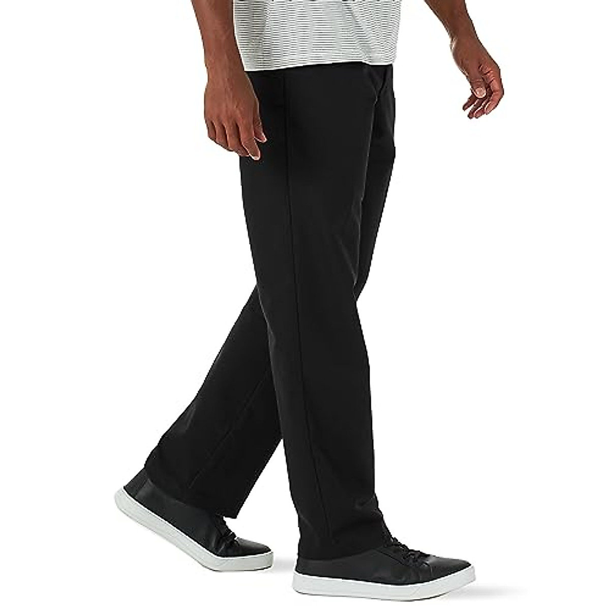 Lee Men's Total Freedom Stretch Relaxed Fit Flat Front Pant, Black, 40W x 29L