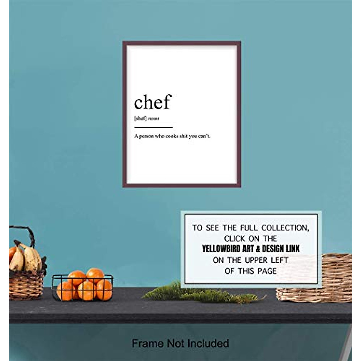Chef Definition Typography Wall Art Print - Funny Home Decor for Kitchens - A Perfect Gift for Mothers Day, Moms, Cooks and Chefs - 8x10 Photo - Unframed