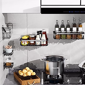 Wekin Shower Caddy Bathroom Organizer, Wall Mount Shower Organizer, No Drilling Rustproof Stainless Steel Self-Adhesive Shower Shelves for Bathroom and Kitchen Storage 5 Pack (Black 5 Pack)