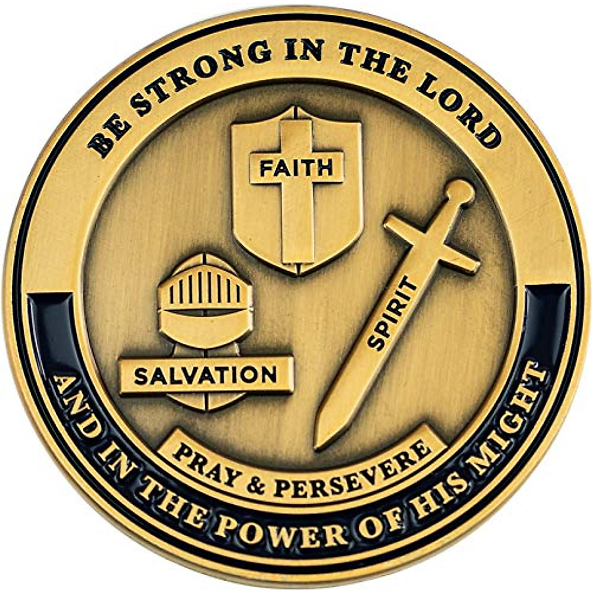 Armor of God Coin with All Armor Pieces. Challenge Coin, for Men, Women, Youth. Be Strong in The Lord and in The Power of His Might. Logos Christian Coin.