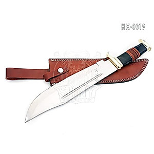 SHINY CRAFTS | Handmade Forged Crocodile Dundee, Fixed Blade, Full Tang Bowie, Hunting, Camping Knife,Knife with Leather Sheath