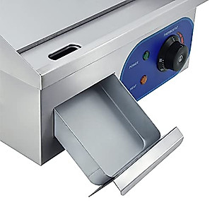 TAIMIKO Commercial Electric Griddle, Electric Flat Top Grill, Stainless Steel Electric Countertop Griddle with Drip Hole, Temperature Control 50-300℃ (14inch)